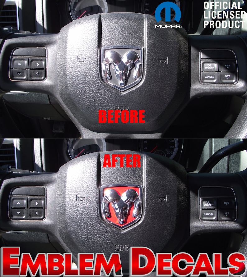 RAM 1500 Steering Wheel Head Emblem Inlays Decals 19 20 21 22 23 24 ...