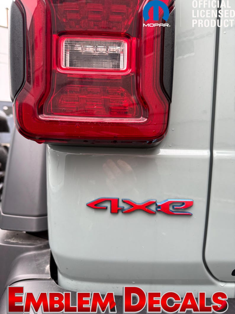 Jeep Wrangler "4xe" Emblem Overlay Decal 2021 2022 2023 2024 2025 2026 ...