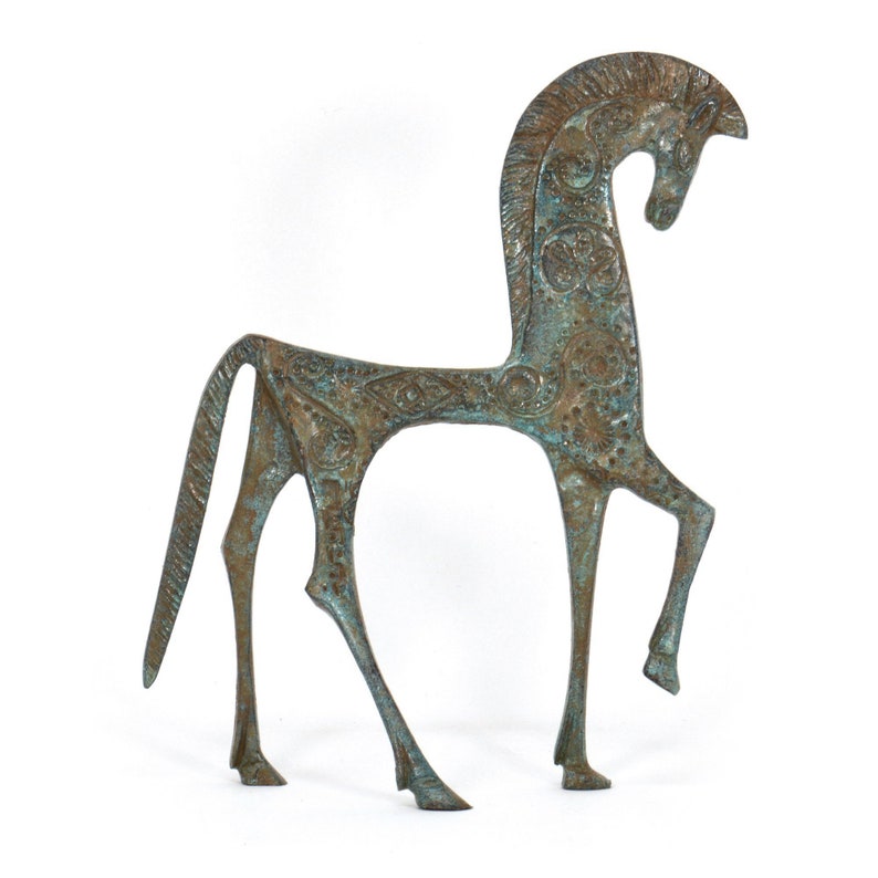 Statue de cheval en bronze - Réplique grecque patinée verte - Fait main ...
