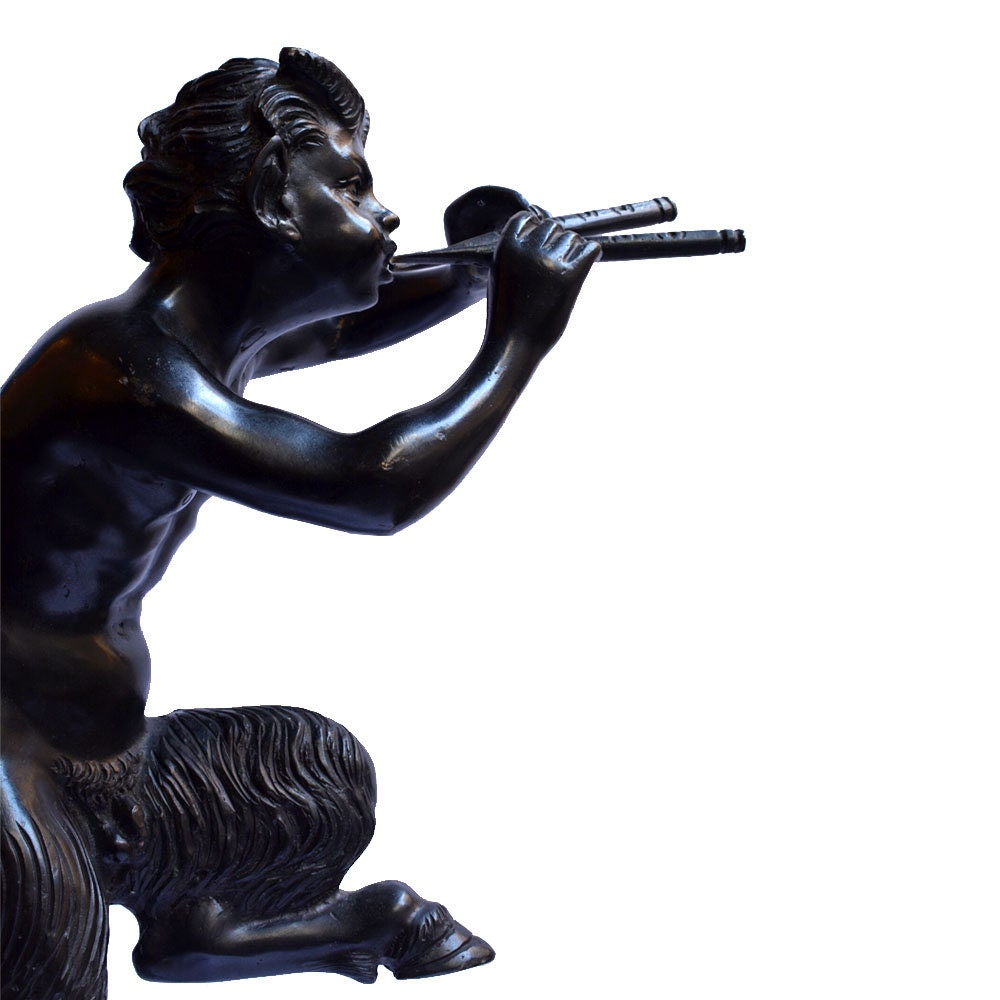 Faun With the Flutes Bronze Statue – 15.7 Inch Greek God Pan – Handmade ...