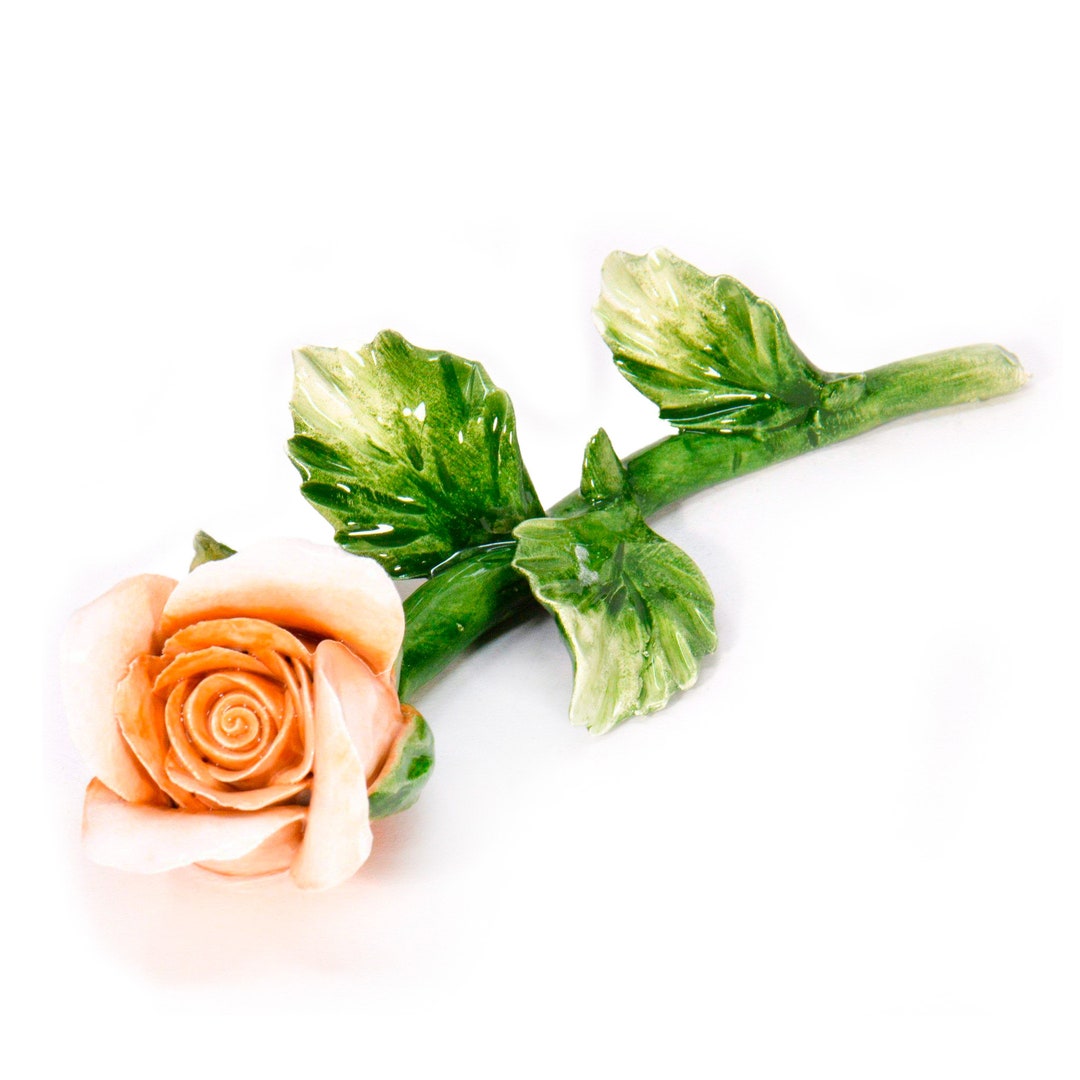 Rose Bud With Stem Capodimonte Porcelain - Capodimonte Ceramic, Hand ...