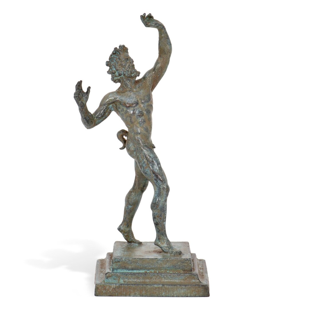 Bronze Dancing Faun H 5 Inch (12,5cm) Green Bronze, Pompei - Bronze ...