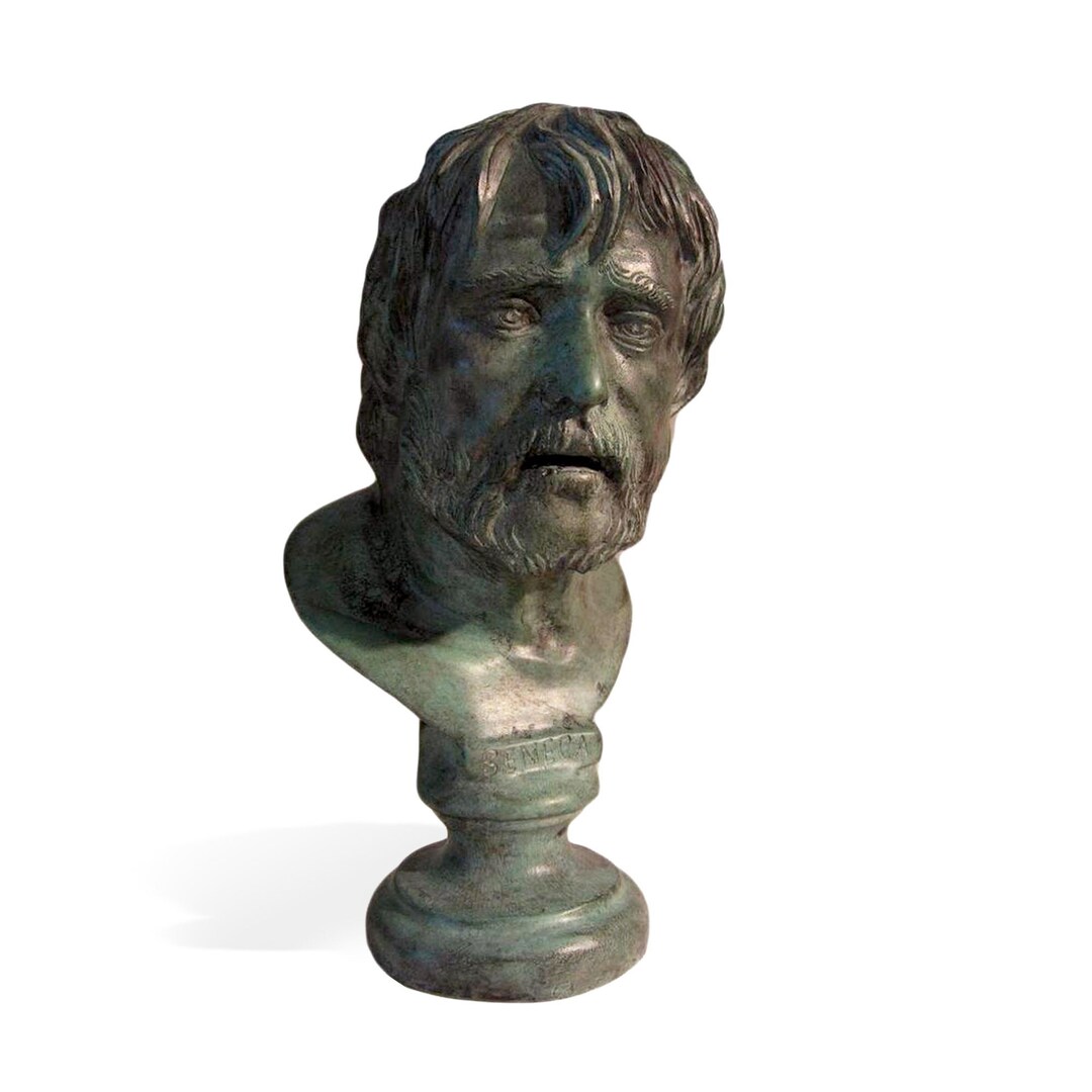 Bronze Seneca's Head - Bronze Reproduction, Black or Green,h 5,11" X W ...