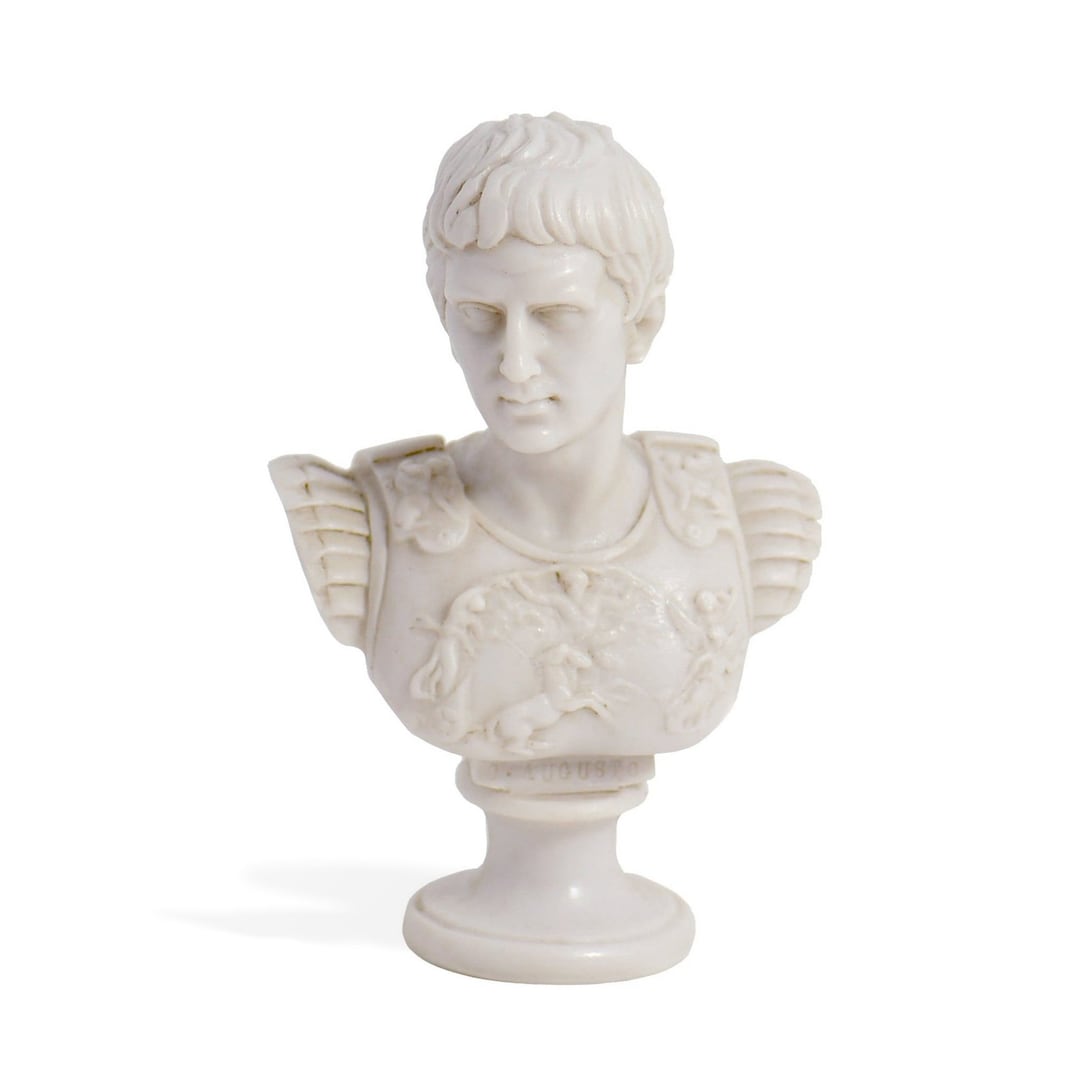 Bust Roman Emperor Octavian Augustus H 5,9 X 4,1 Inch (15 Cm) - Hand ...