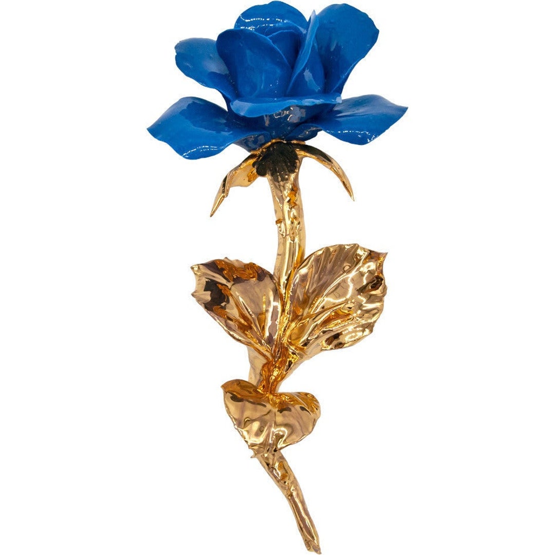 Rose Blue Gold Stem Capodimonte Porcelain 3.93" X 9.05" - Etsy
