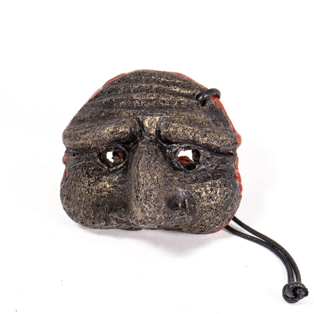Pulcinella Mask in Lava Stone - Neapolitan Craftsmanship, Hand Painted ...