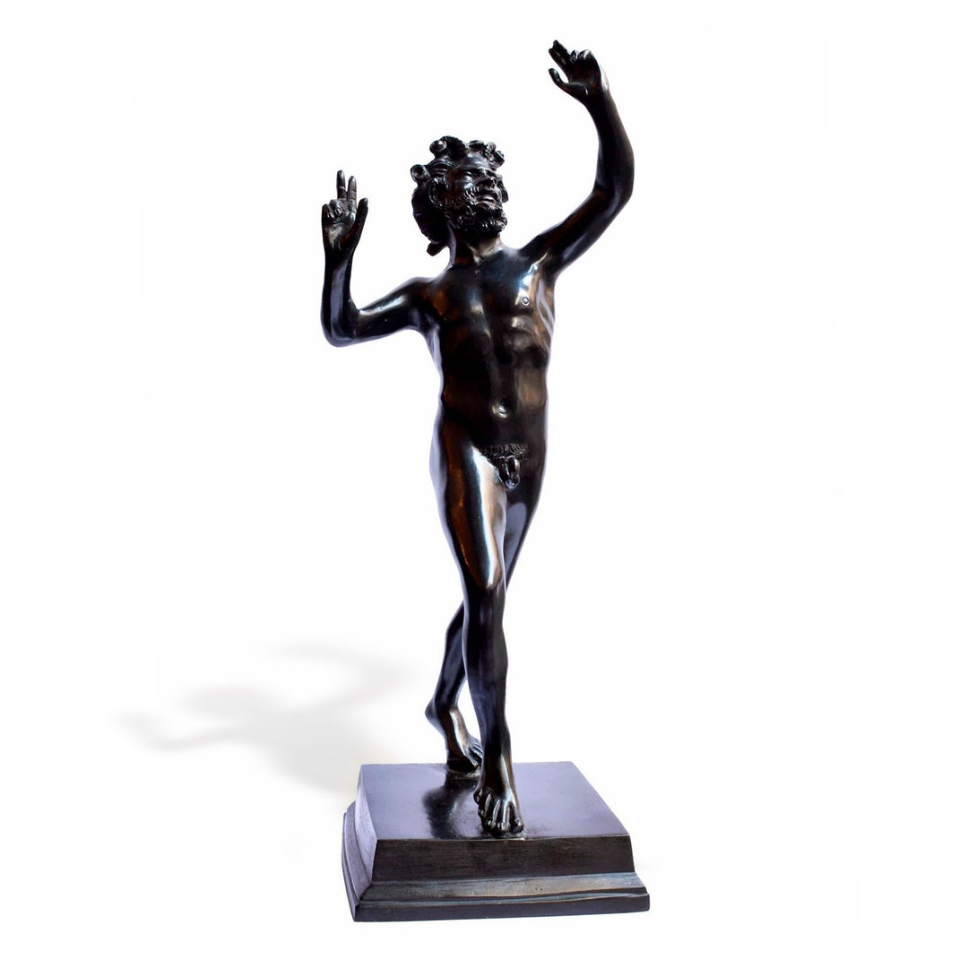Pompeii Dancing Faun Bronze Statue – 14.7" Roman Replica – Handmade in ...