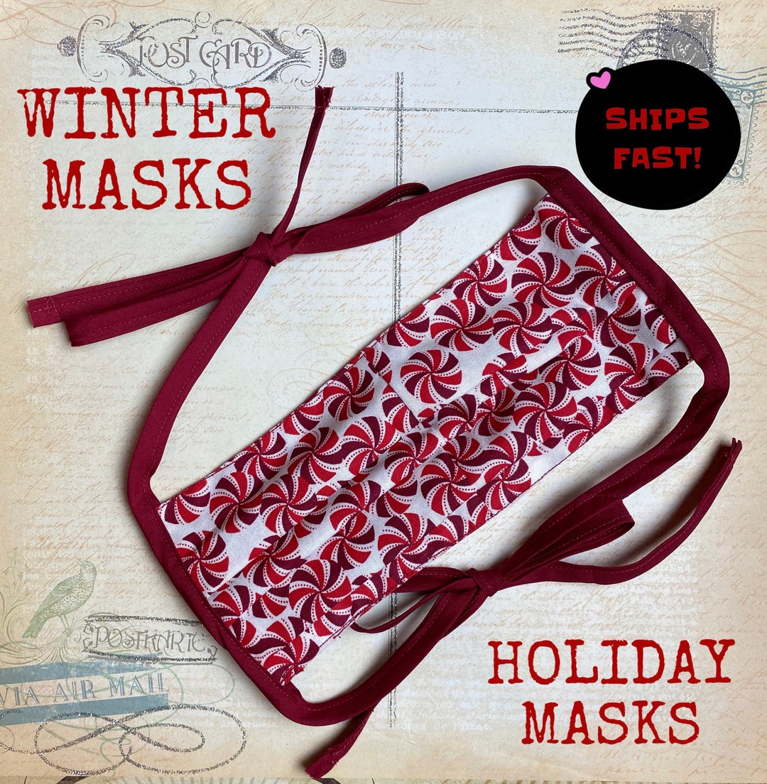 Tie Back Face Mask Pleated for Adult Men Women Double Layer Cotton Face ...