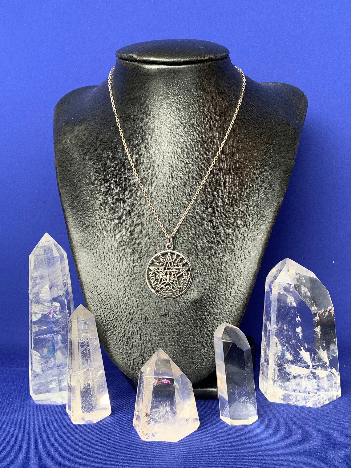 Pentacle TETRA-GRAMMA-TON Pendant With Inscription, Sterling Silver ...