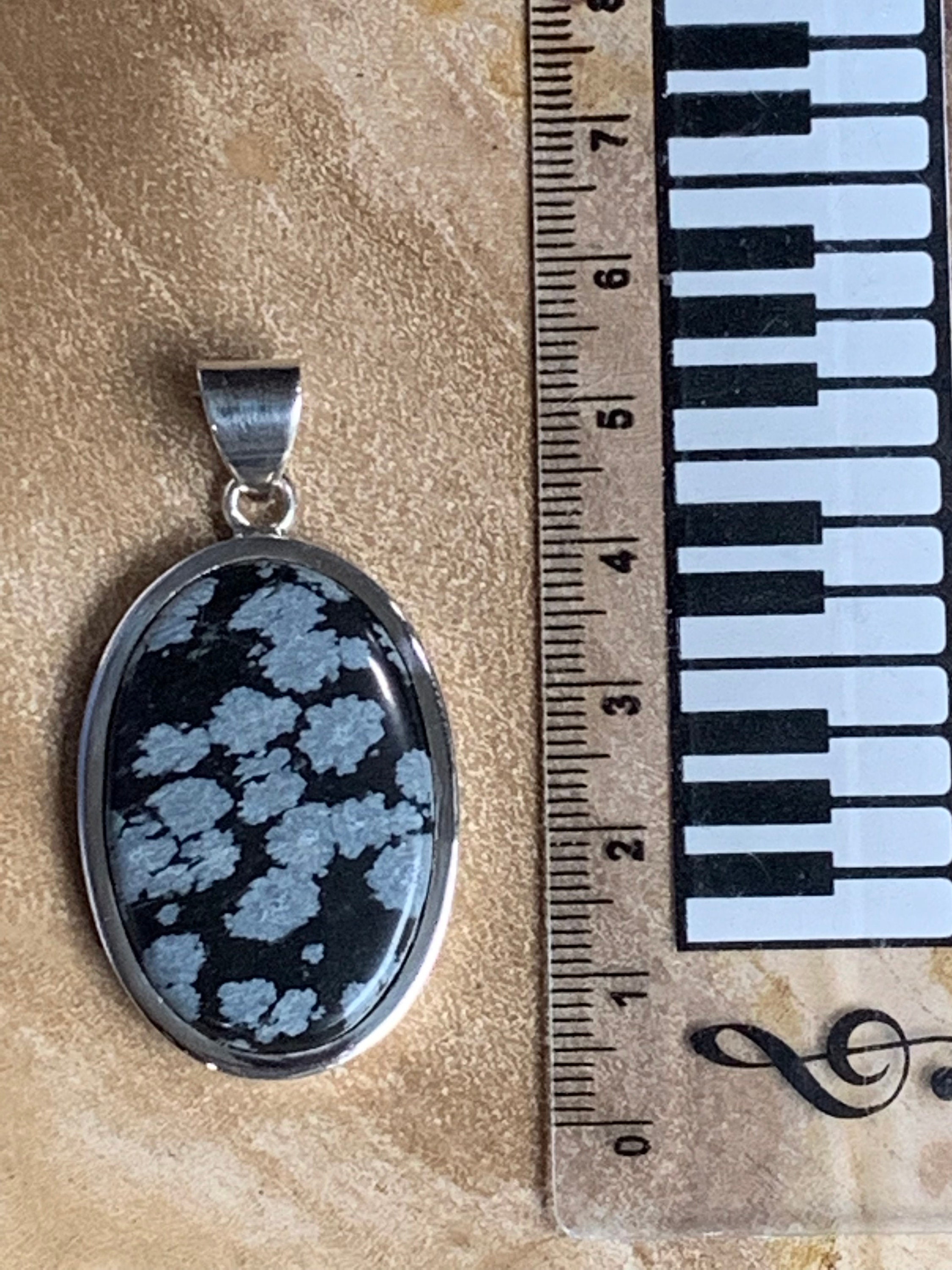 Snowflakes Obsidian Pendant Set With Sterling Silver - Etsy