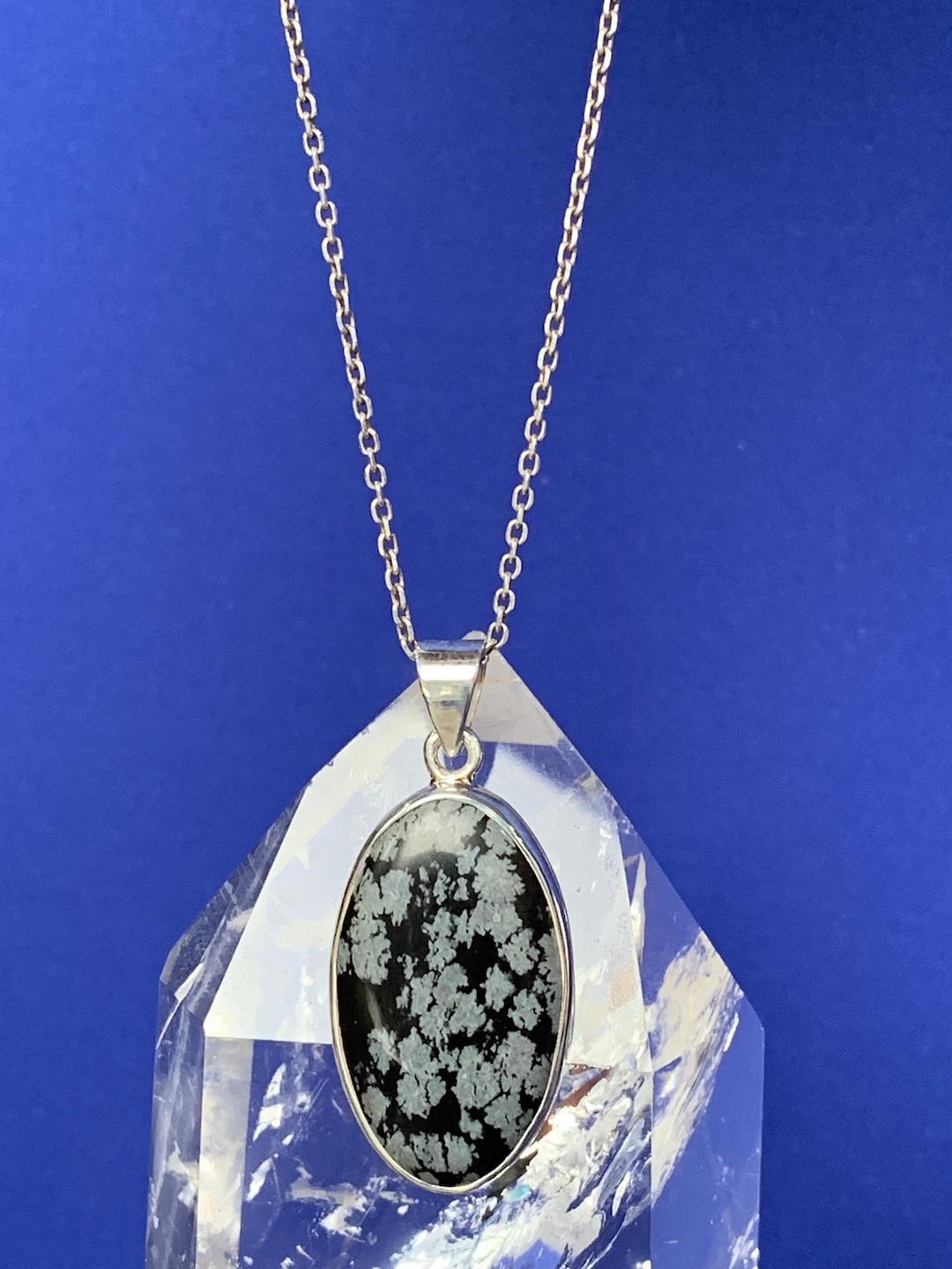Snowflakes Obsidian Pendant Set With Sterling Silver, for a Man or a ...