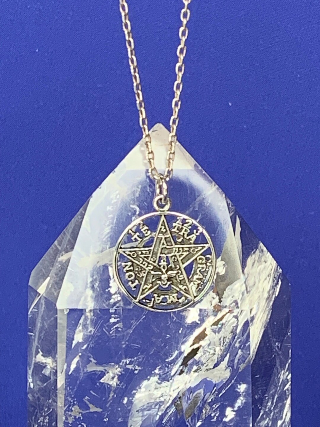 Pentacle TETRA-GRAMMA-TON Pendant With Inscription in Sterling Silver ...
