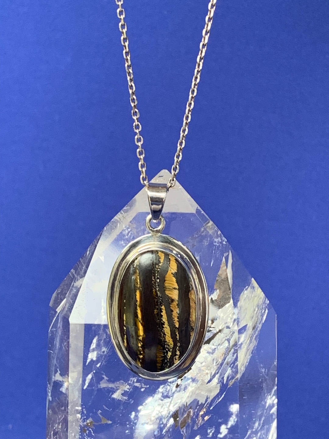 Iron Tiger Eye Pendant, Set With Sterling Silver, Tiger Eye and ...