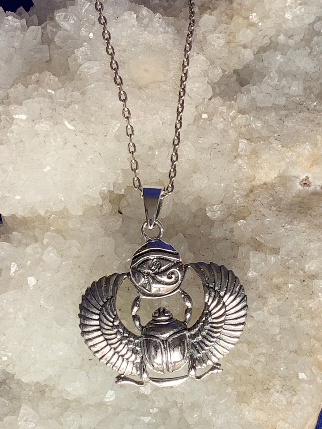 Egyptian Scarab Pendant Made With Sterling Silver, Winged Scarab ...