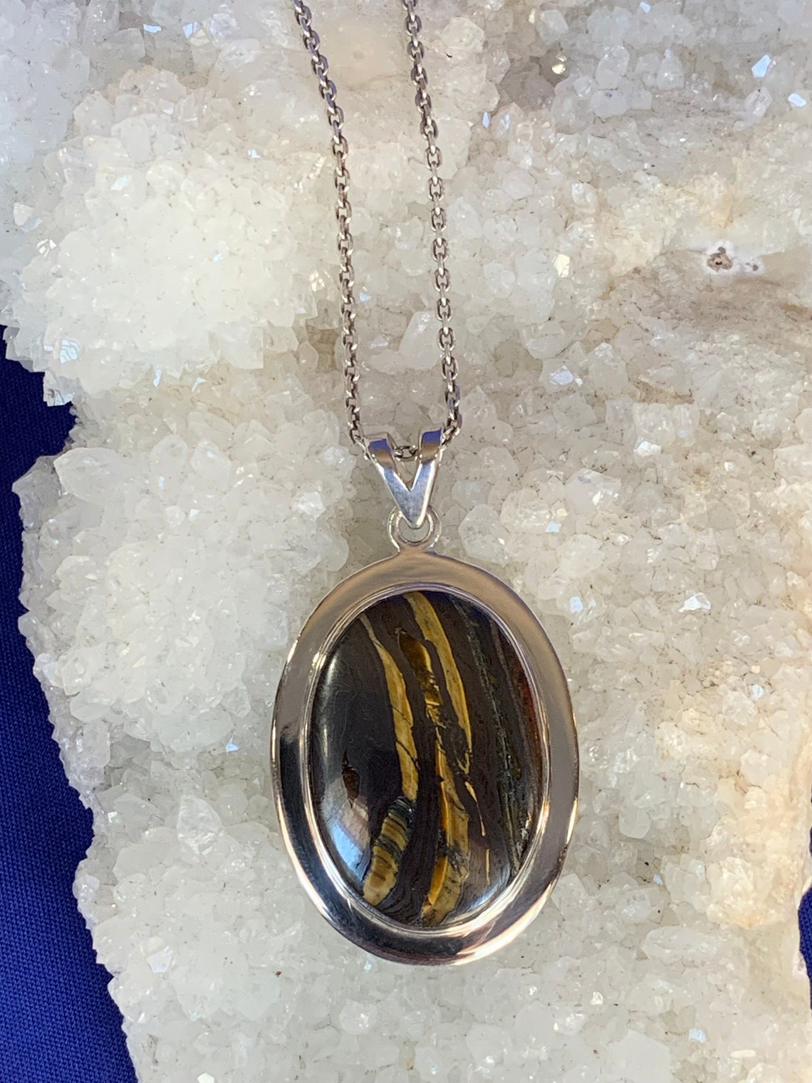 Iron Tiger Eye Pendant, Set With Sterling Silver, Tiger Eye and ...