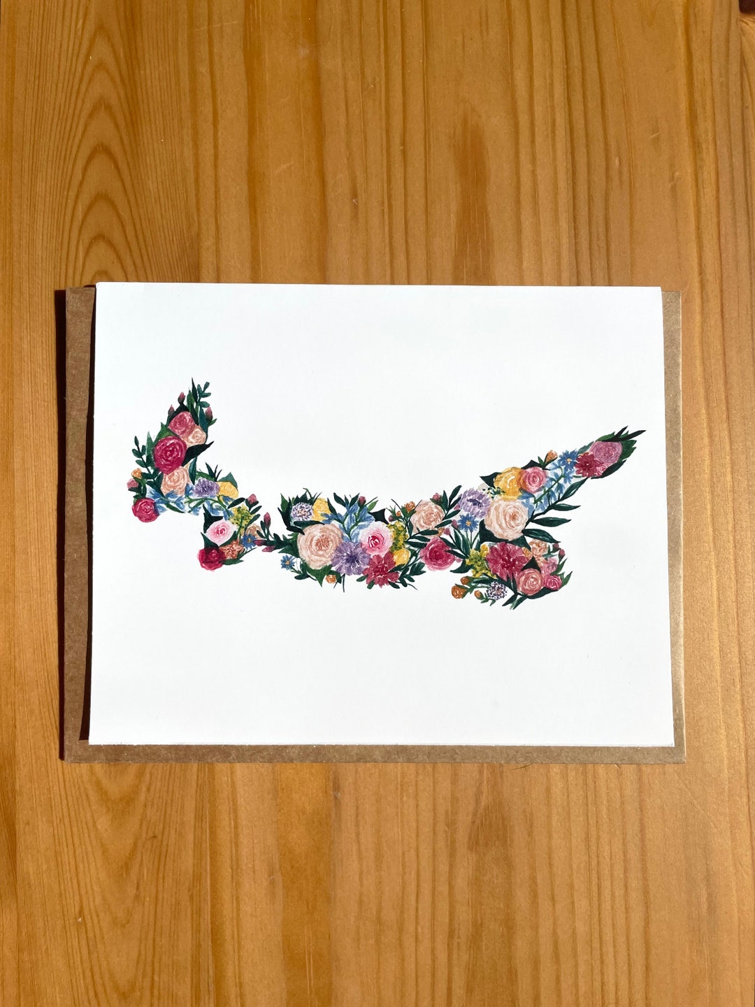 Floral PEI Map Greeting Card / Blank Greeting Card / Watercolour Card ...