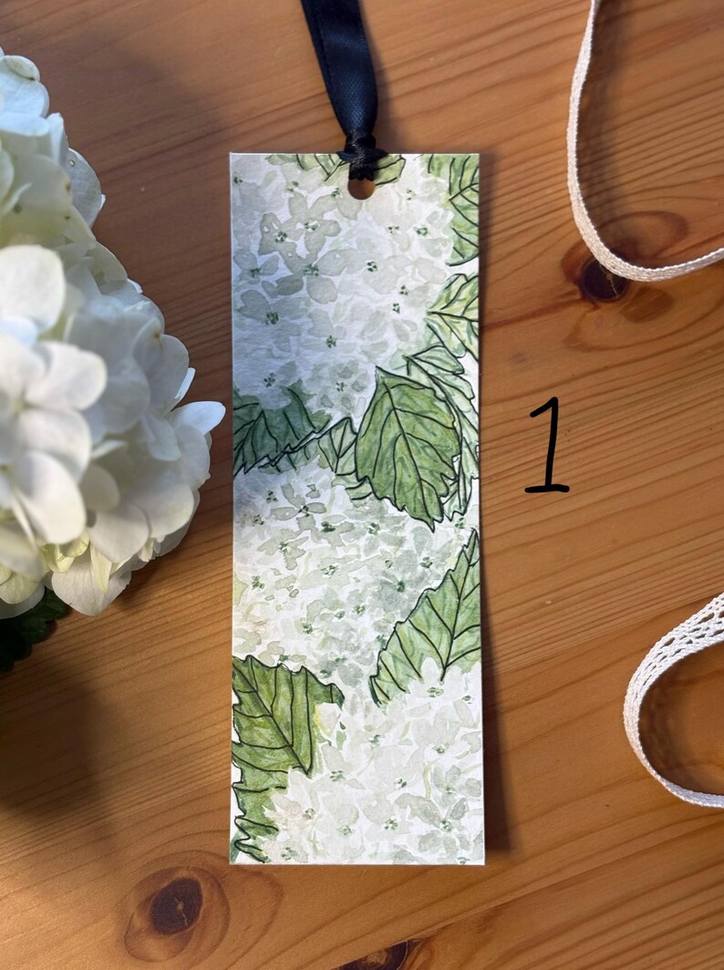 Original Watercolour Floral Bookmarks / Hydrangeas, Peonies, Dahlias ...