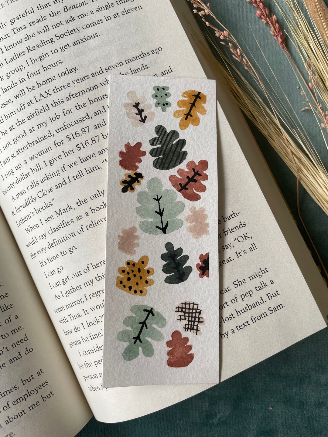 Hand-painted Fall Leaves Watercolor Bookmark - Etsy