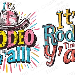 It's Rodeo Time Y'all, Retro Western Vintage, Colorful Rodeo Png, Rodeo ...