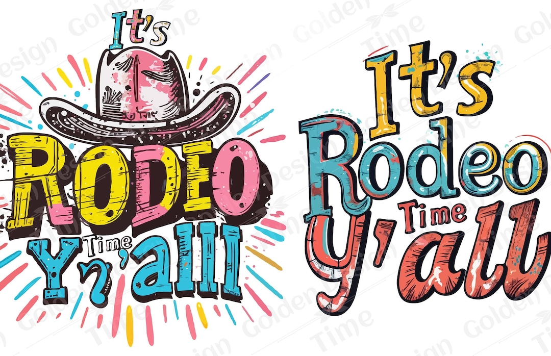 It's Rodeo Time Y'all, Retro Western Vintage, Colorful Rodeo Png, Rodeo ...