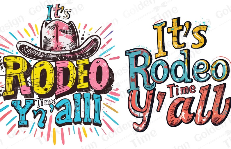 It's Rodeo Time Y'all, Retro Western Vintage, Colorful Rodeo Png, Rodeo ...