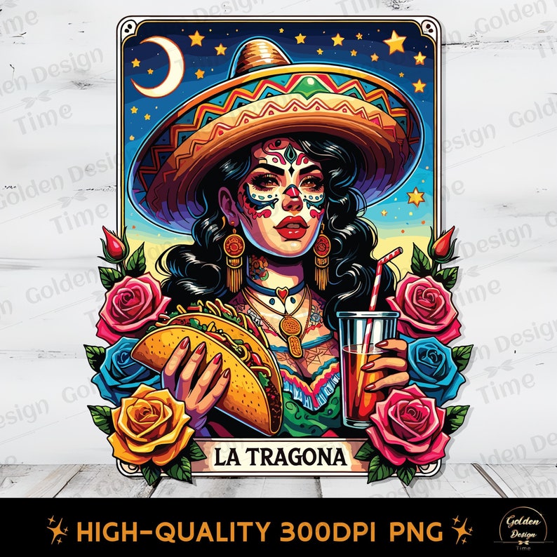 La Tragona Tarot Card PNG Loteria Card Latina Chicana PNG Loteria ...
