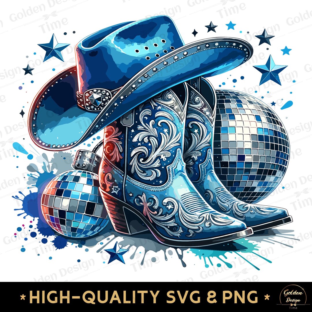 Disco Cowgirl SVG Blue Cowboy Disco Ball, Bachelorette Disco Cowgirl ...