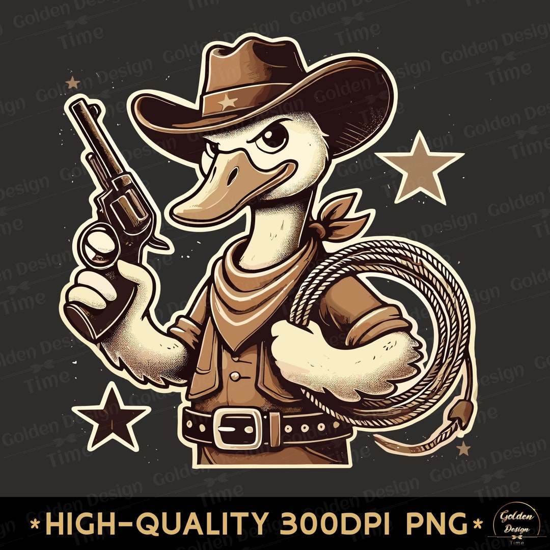 Funny Silly Goose PNG, Cowboy Goose Vintage Western Duck, Duck With ...