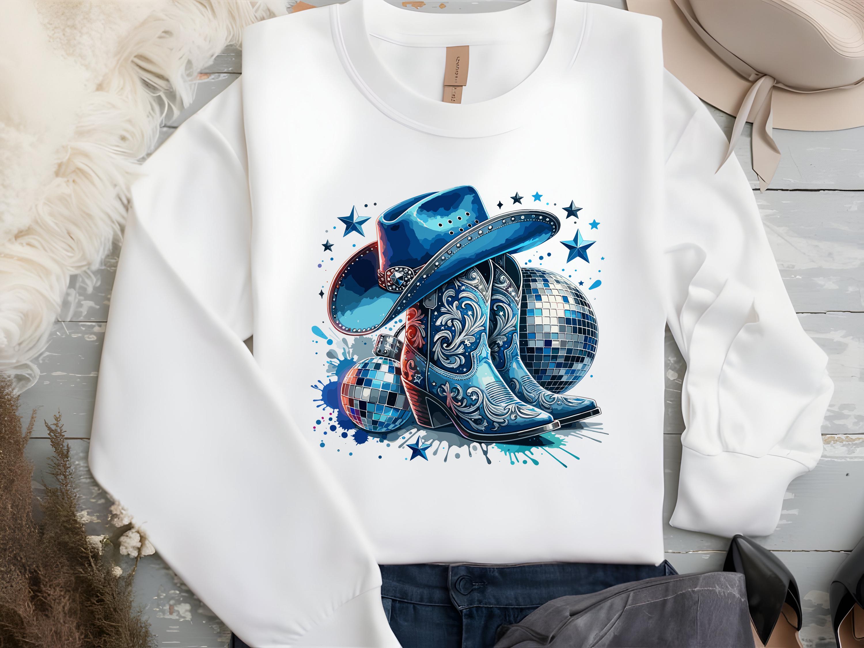 Disco Cowgirl SVG Blue Cowboy Disco Ball, Bachelorette Disco Cowgirl ...