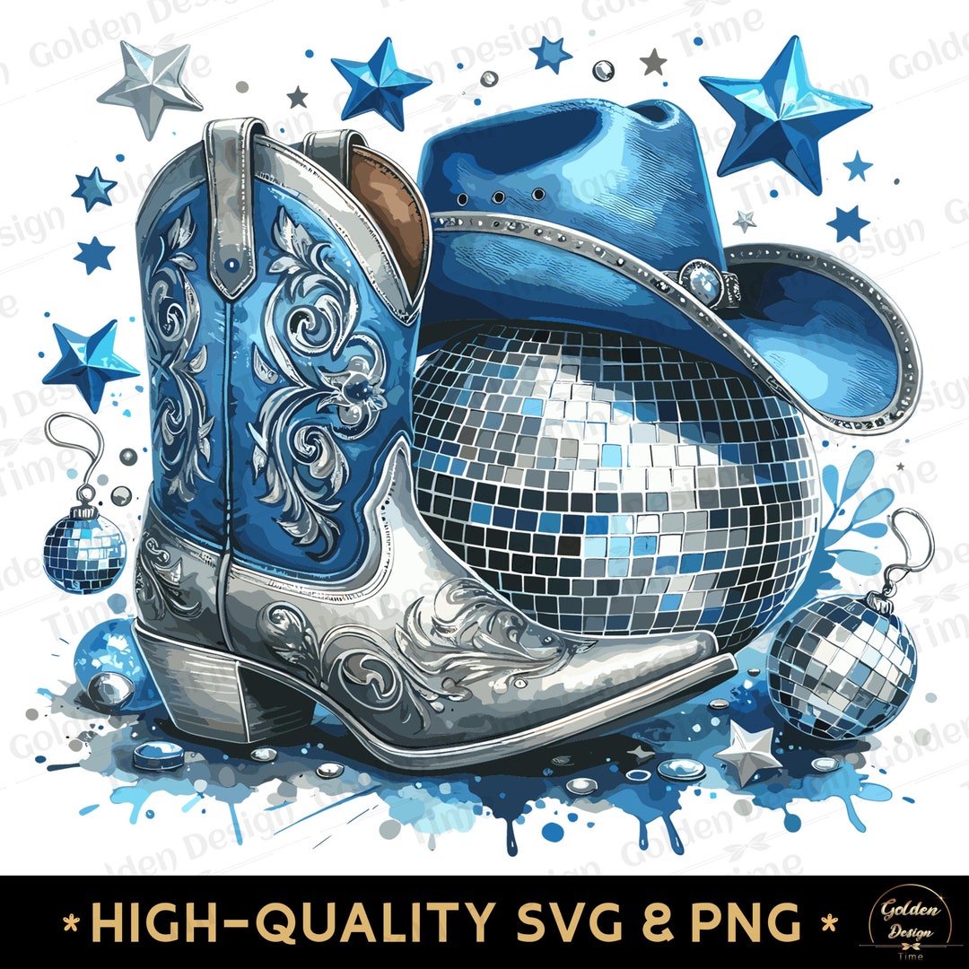 Disco Cowgirl SVG Blue Cowboy Disco Ball, Bachelorette Disco Cowgirl ...