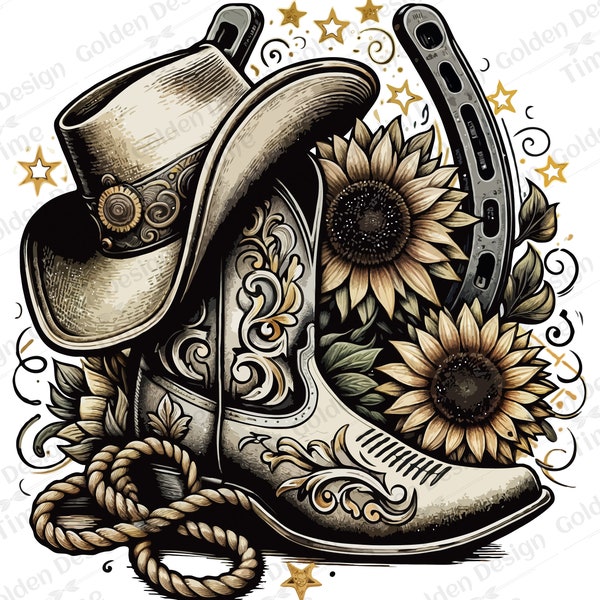 Cowboy Boots With Roses Svg & Png, Western Clipart, Cowboy Boots Vector ...