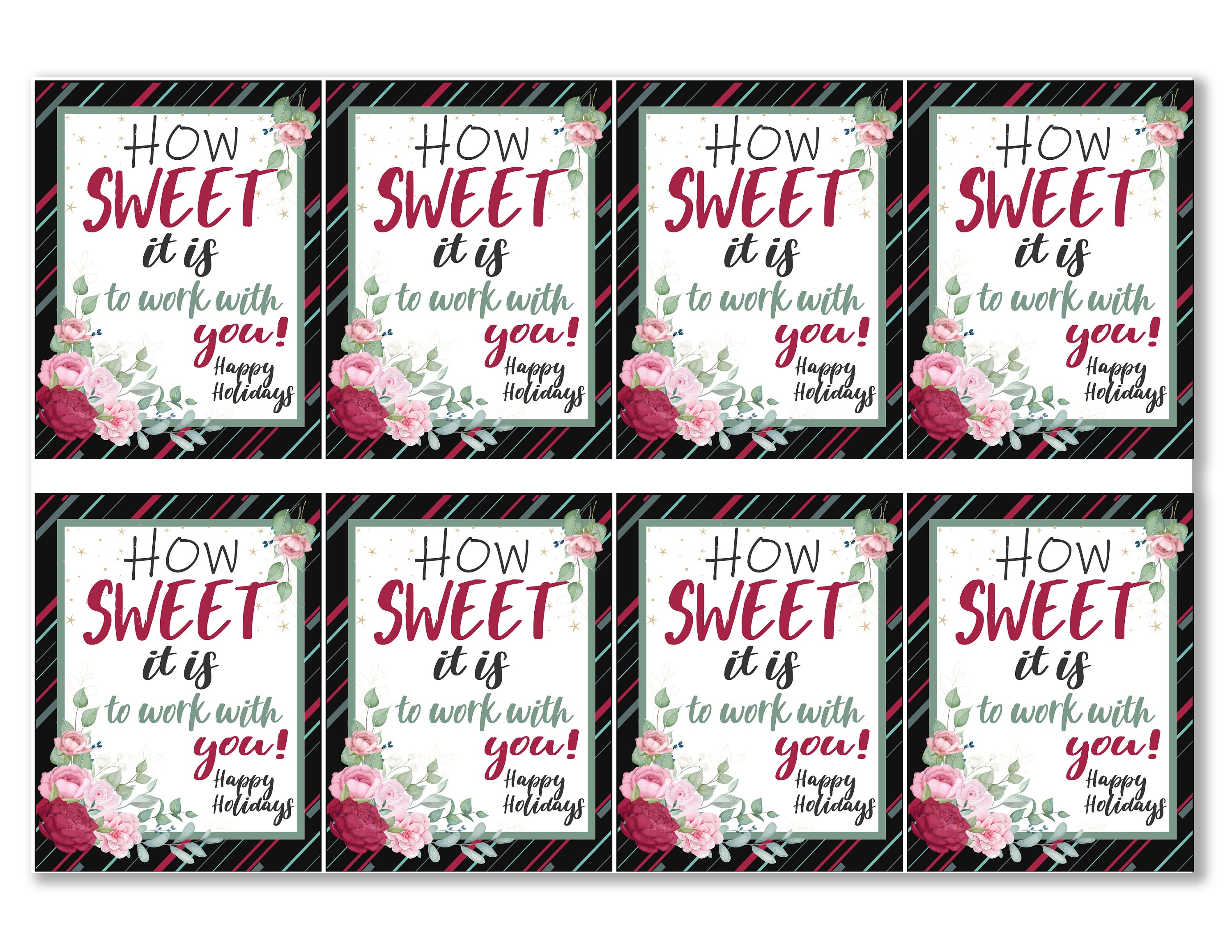 Christmas Holiday Staff Gift Printable Tag. How Sweet It is to Work ...