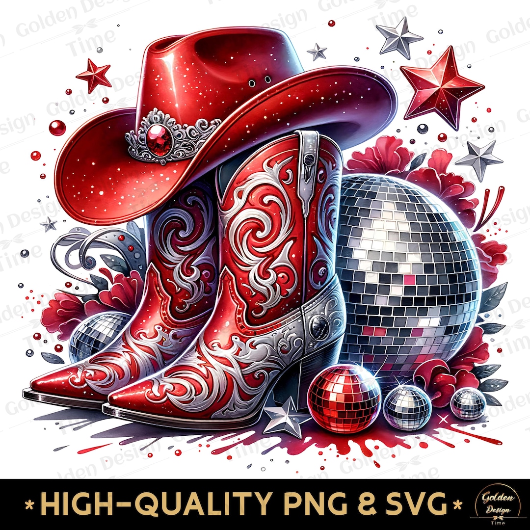 Disco Cowgirl SVG Red Cowboy Disco Ball, Bachelorette Disco Cowgirl Svg ...