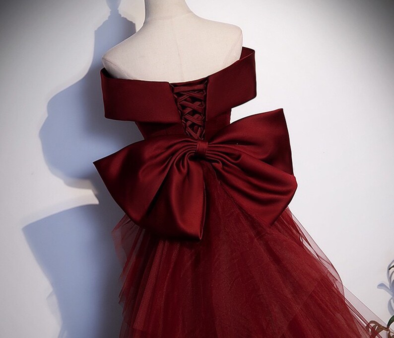 Red off the Shoulder Satin Fishtail Prom Dress,fairy Prom Dress,wedding ...