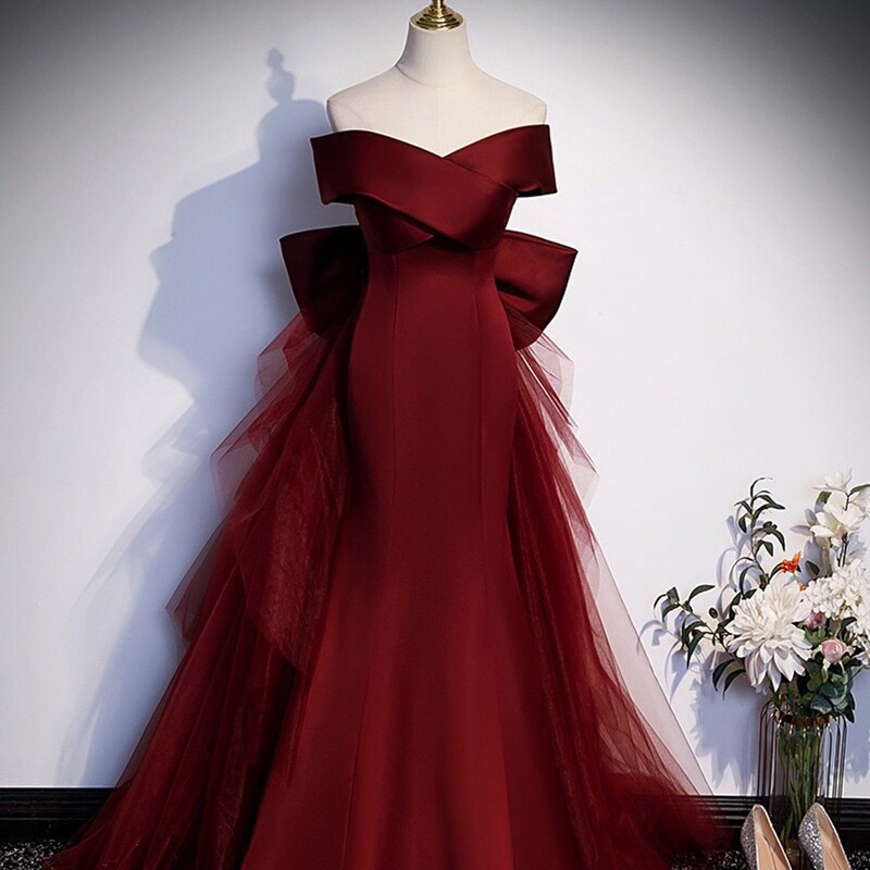 Dark Red Dress - Etsy