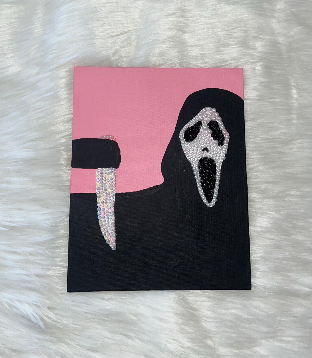 Bedazzled Ghost Face Halloween Art - Etsy