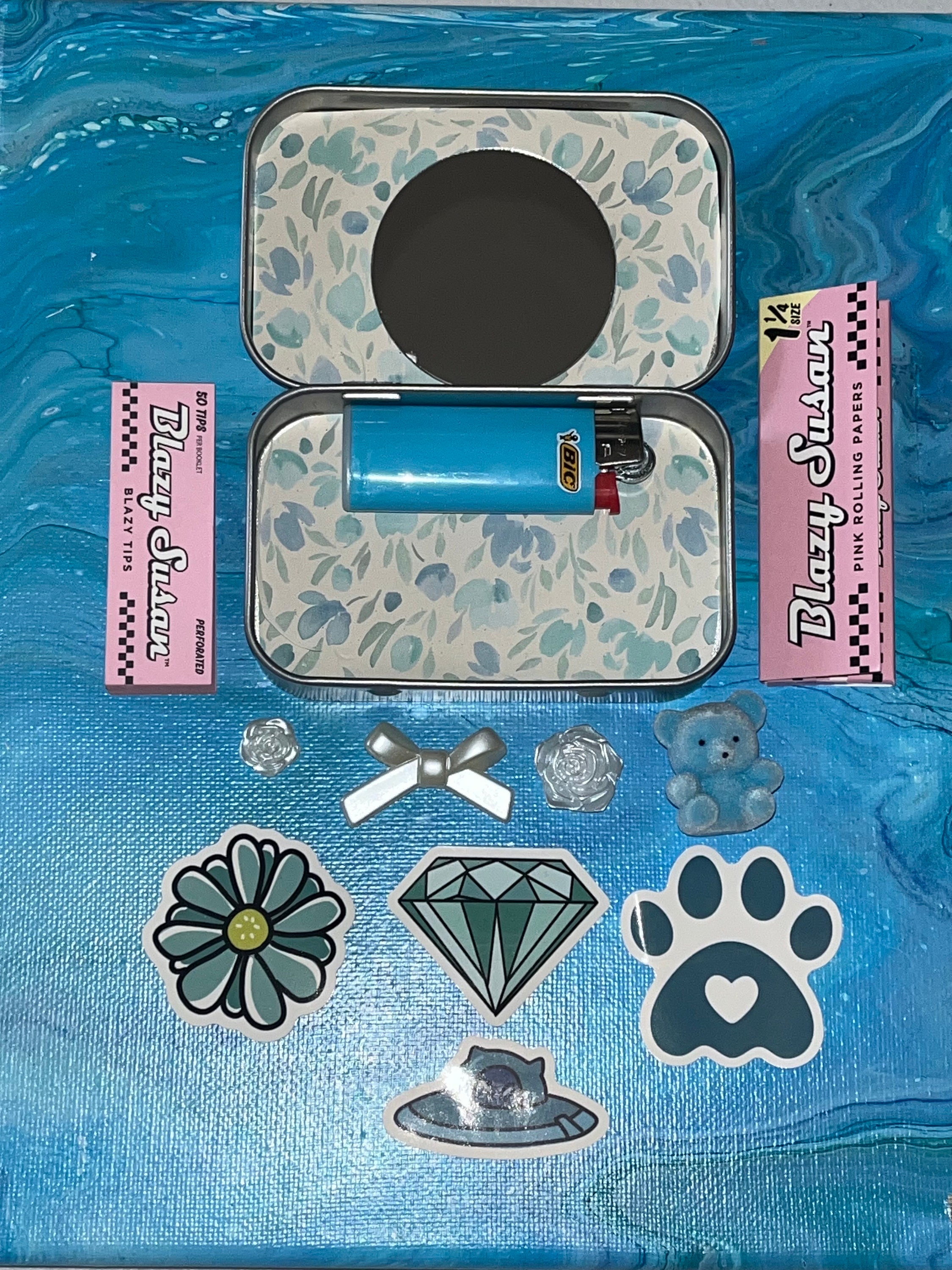 Bedazzled Ocean Blue Smoke Pack Altoid Wallet With Accessories Included ...