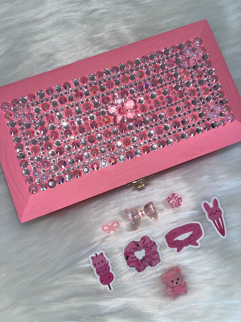Bedazzled Pink Jewelry Box - Etsy