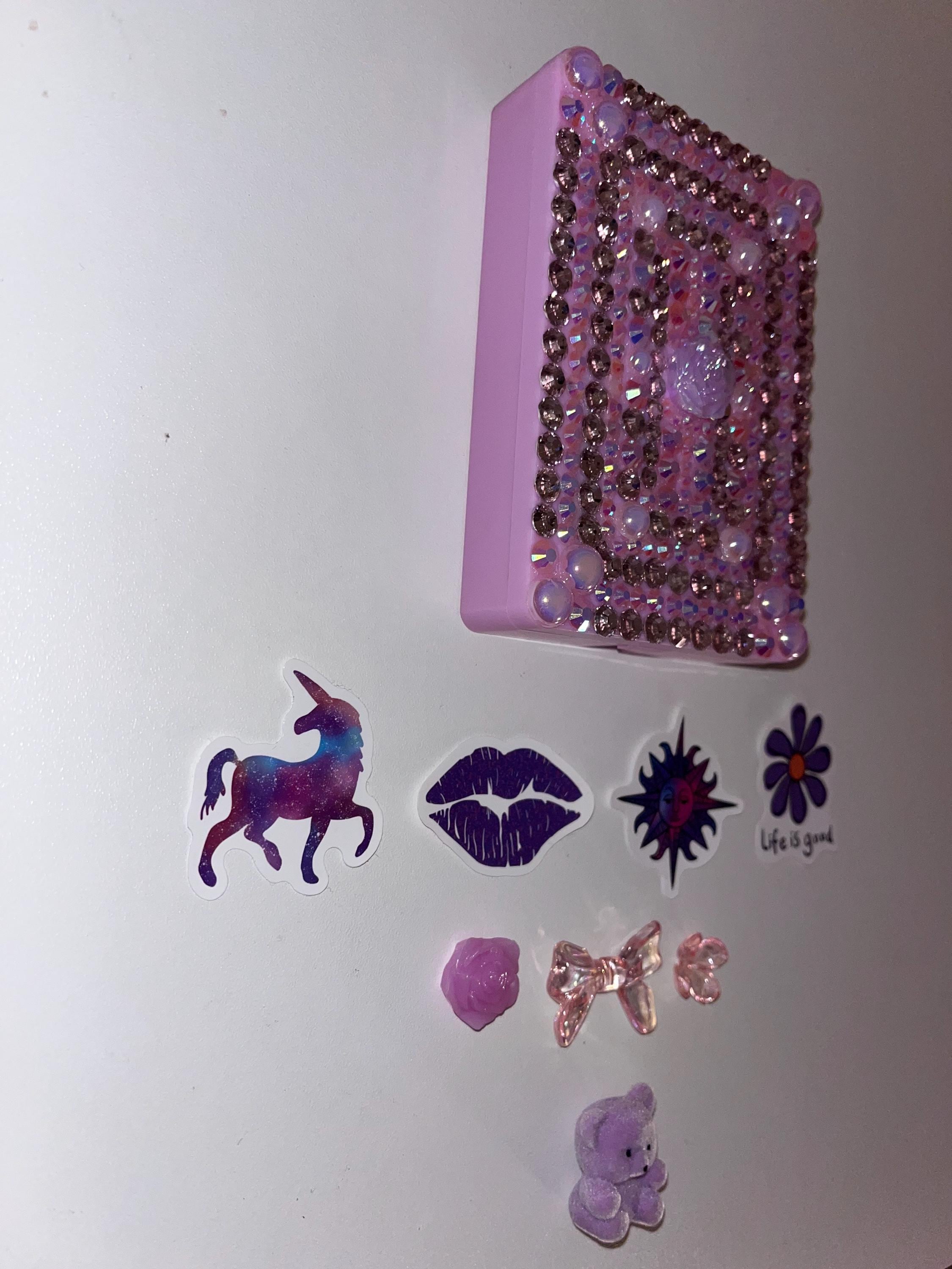 Lavendar Bedazzled Mini Mirror Cosmetic Box W/charms Included - Etsy