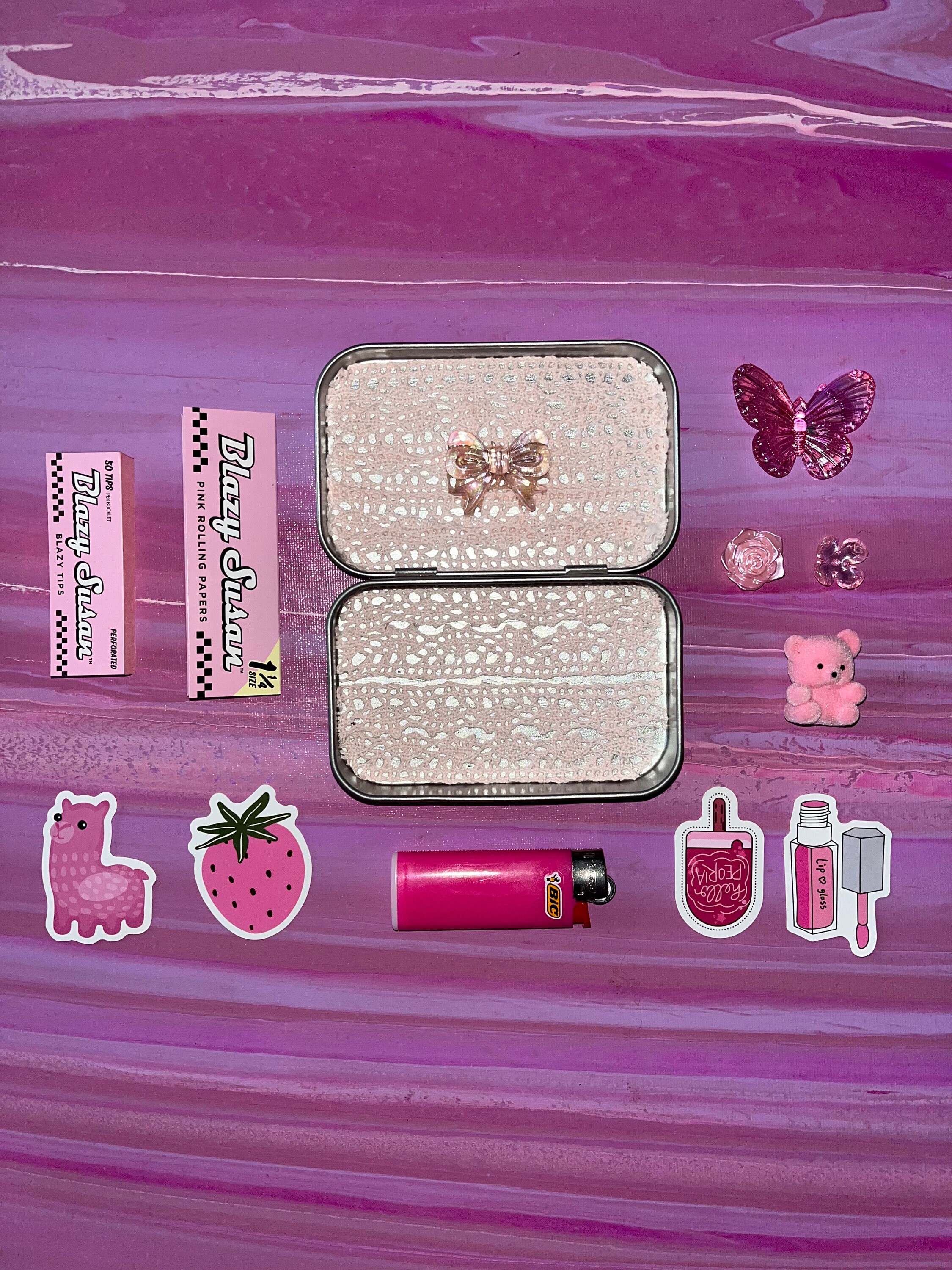 Bedazzled Girly Coquette Pink Bow Smoke Pack Altoid Wallet - Etsy