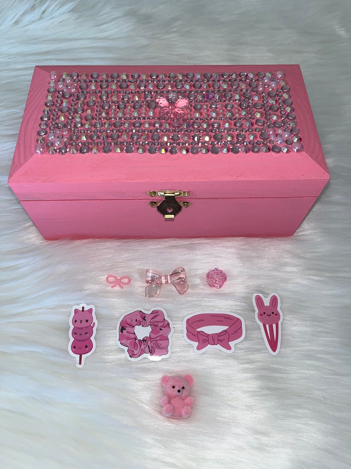 Bedazzled Pink Jewelry Box - Etsy