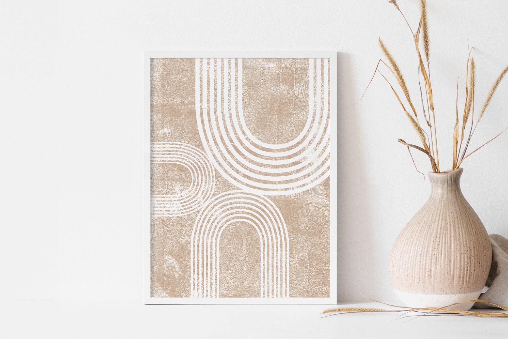 Abstract Beige Arch Wall Art Mid-century Modern Minimal - Etsy