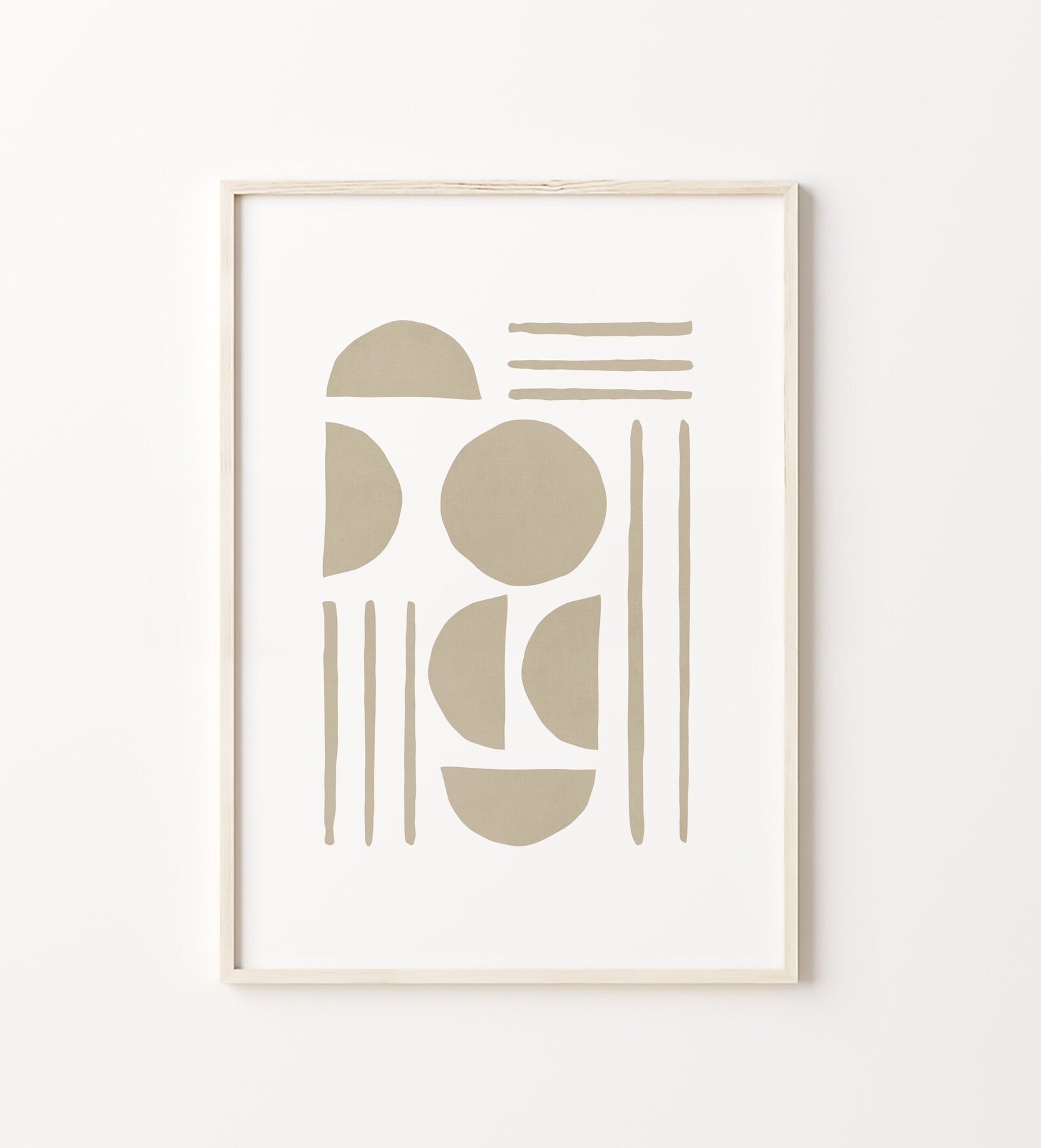 Set of 2 Boho White Brown Circle Line Art Modern Minimal - Etsy