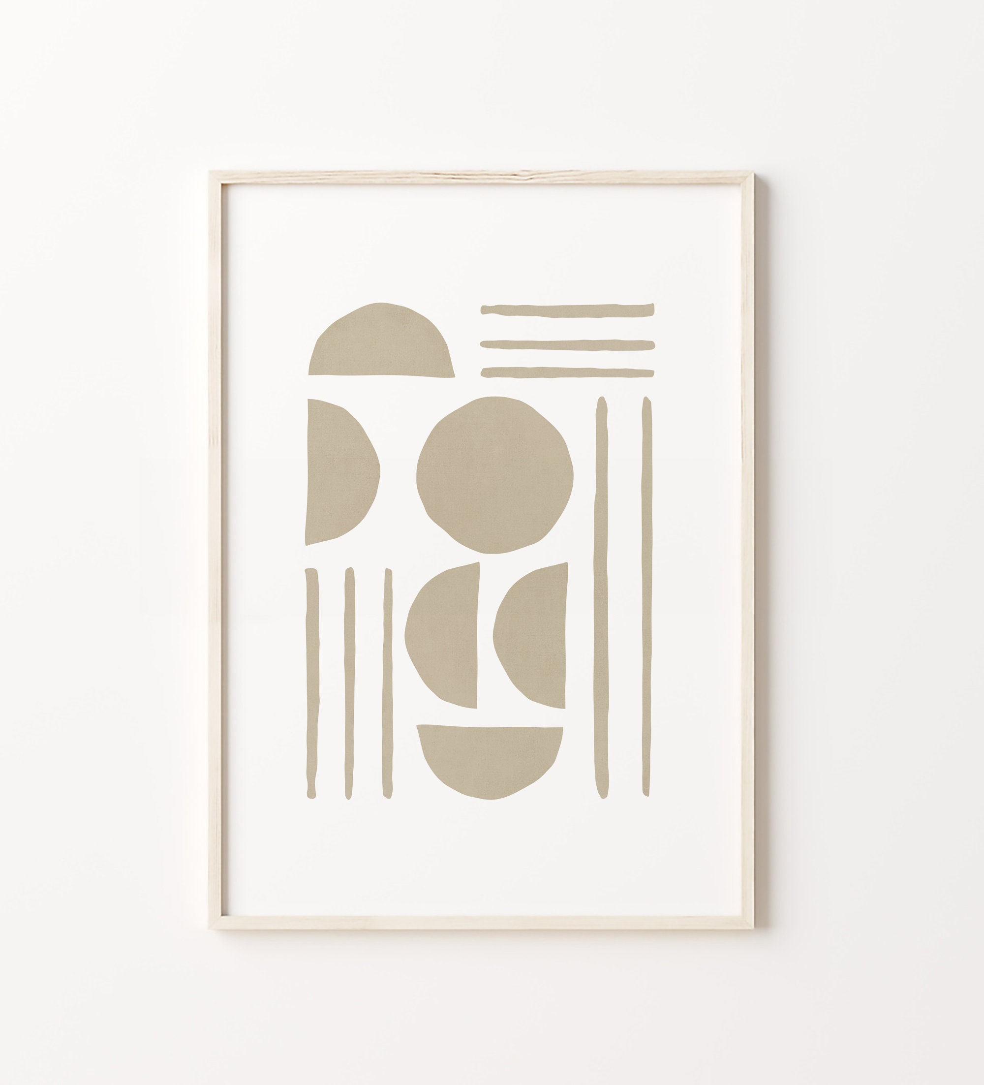 Set of 2 Boho White Brown Circle Line Art, Modern Minimal Abstract ...