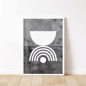 Geometric Block Print Wall Art, Minimalist Art, Mid-century Modern ...