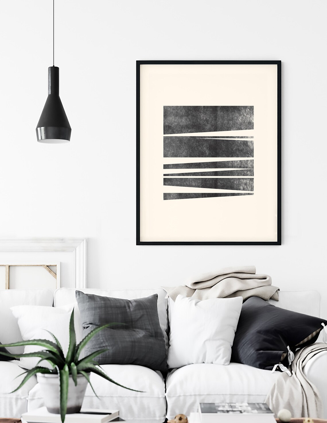 Geometric Black and Beige Abstract Shape Wall Art Minimalist - Etsy