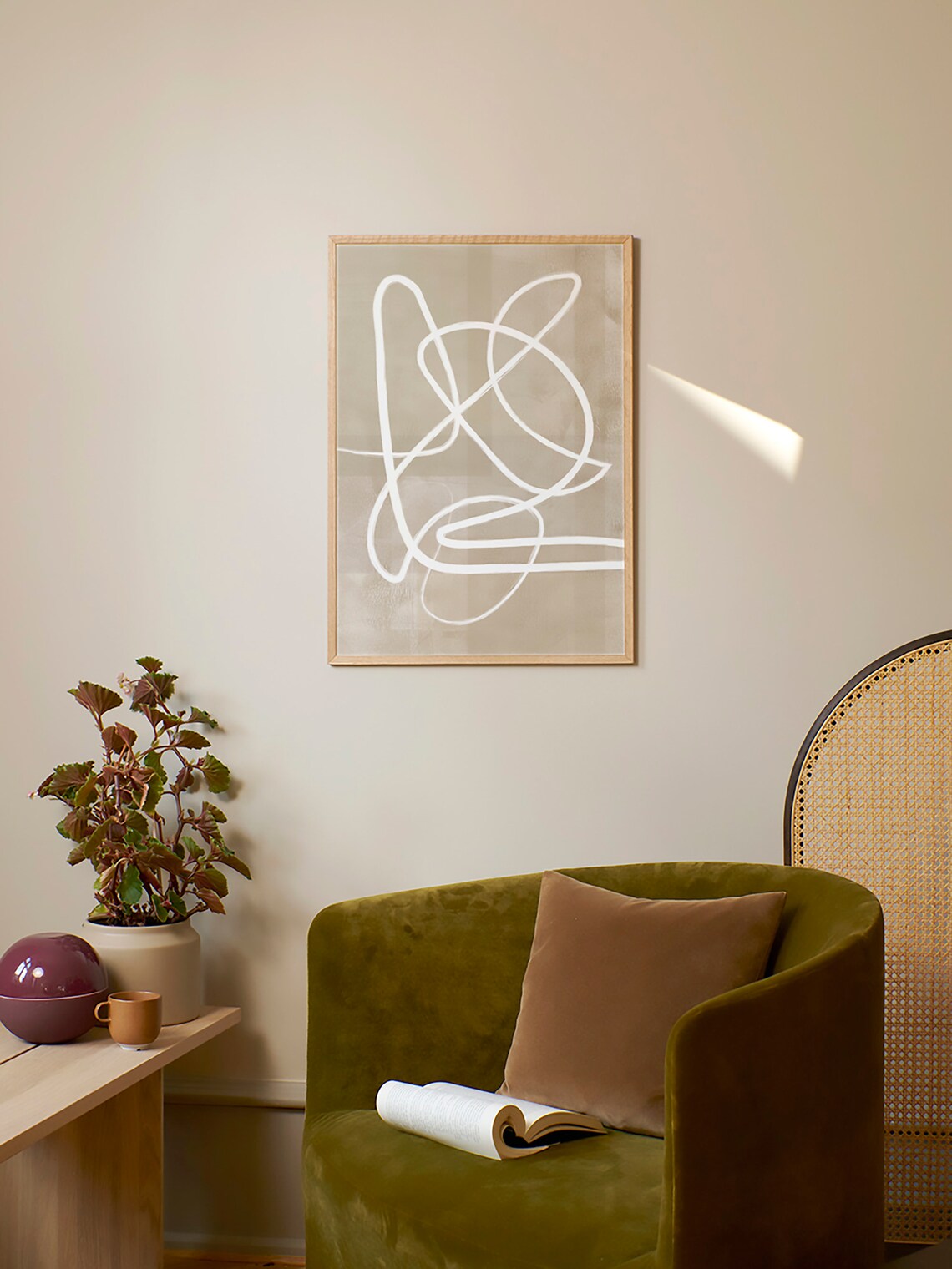 White and Beige Abstract Line Print Printable Wall Art - Etsy