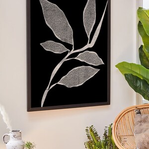 Boho Black and White Plant Wall Art, Abstract Digital Download, Modern ...