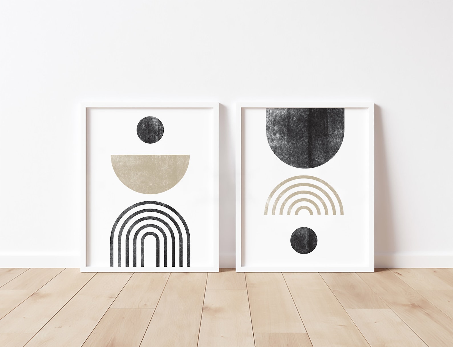 Set of 2 Abstract Geometric Shapes Print Minimal Wall Art | Etsy