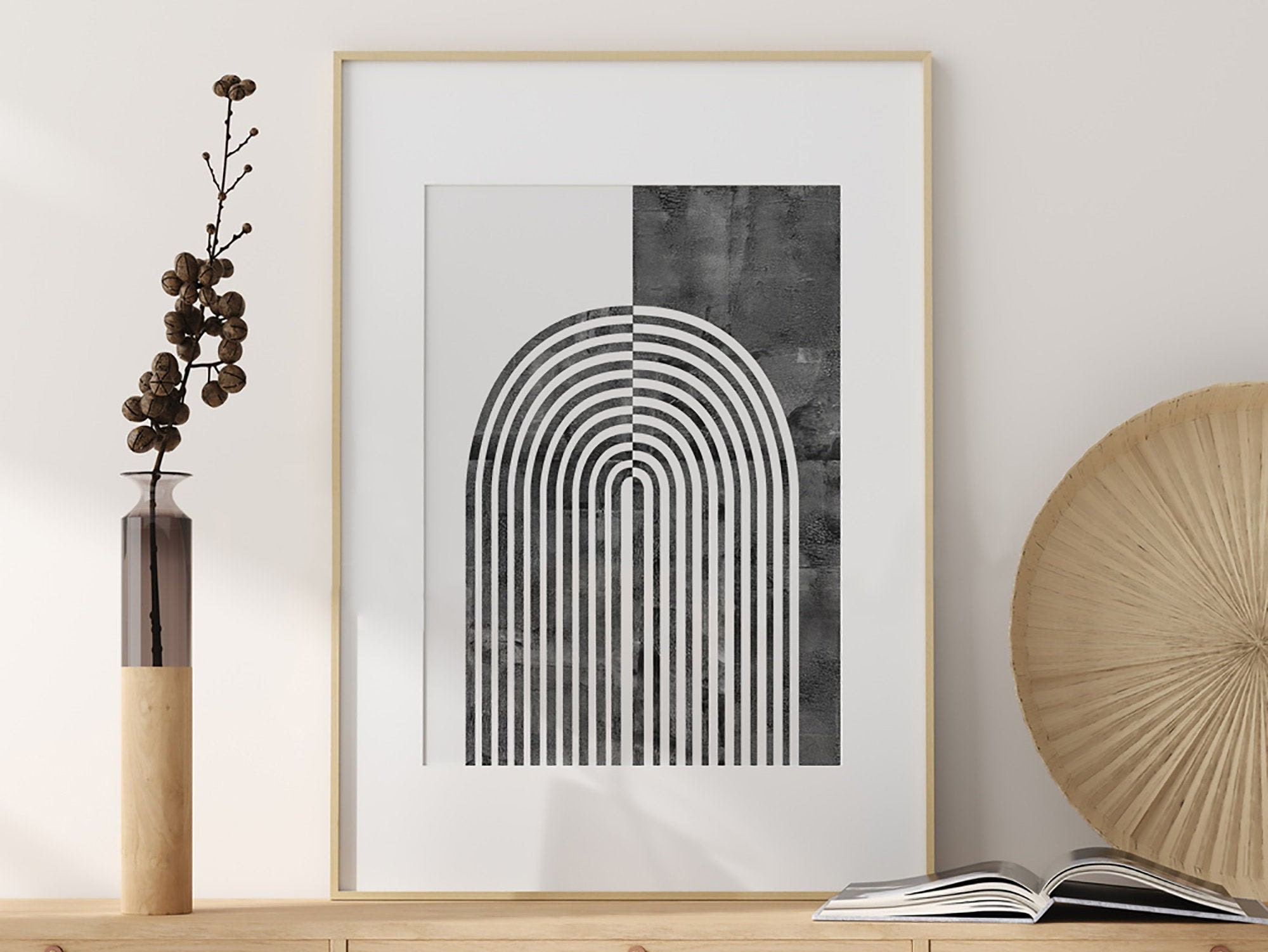 Geometric Wood Print Arch Art Modern Wall Art Printable Wall | Etsy